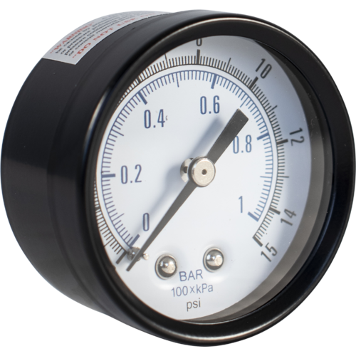 Pressure Gauge (Back Mount) | Low Pressure (0-15 PSI) | 1/4" Back ...