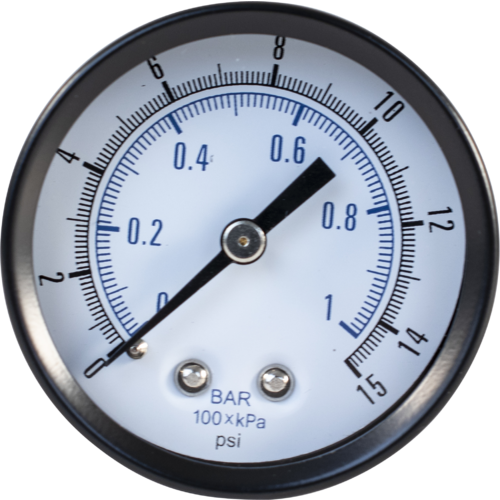 Pressure Gauge (Back Mount) | Low Pressure (0-15 PSI) | 1/4" Back ...