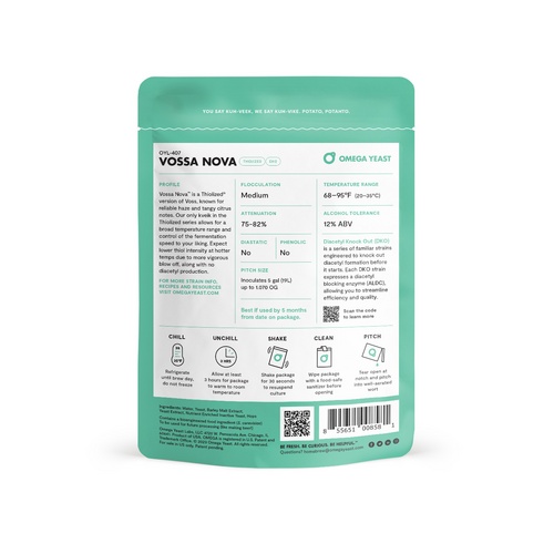 Omega Yeast | OYL-407 Voss Nova™ | Beer Yeast | Thiolized® Yeast Strain ...