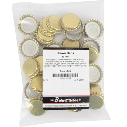 Gold Oxygen Barrier Bottle Caps | 29mm | Magnum Champagne Bottle Crown ...
