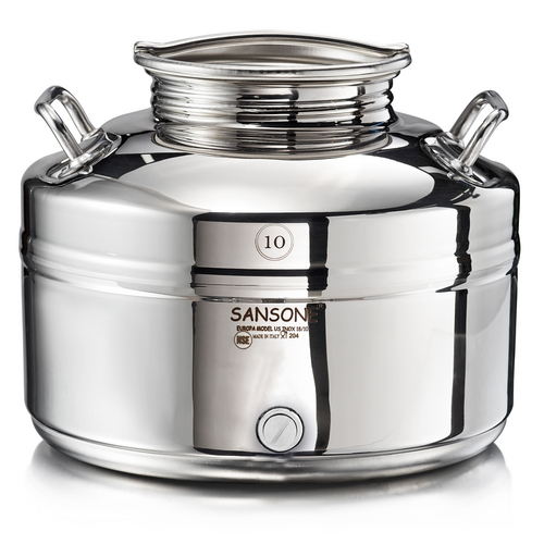 Sansone Fusti Tank | Stainless Steel Water Dispenser | 2.6 Gallon | 10L