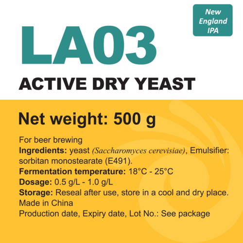 Angel Yeast | LA03 New England IPA Yeast | 500 g
